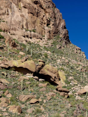 "Surf" a huge stone breaker on Wave Cave Hiking Trail: Superstition Mts, AZ